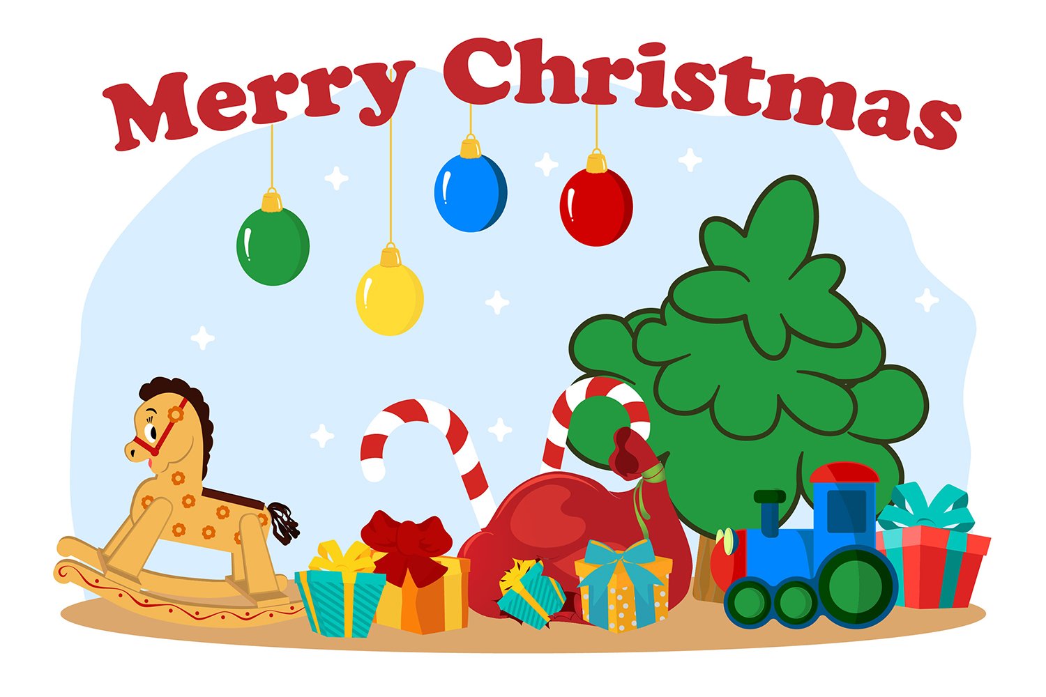 Clipart Christmas toys and gifts under the tree (1043708 ...