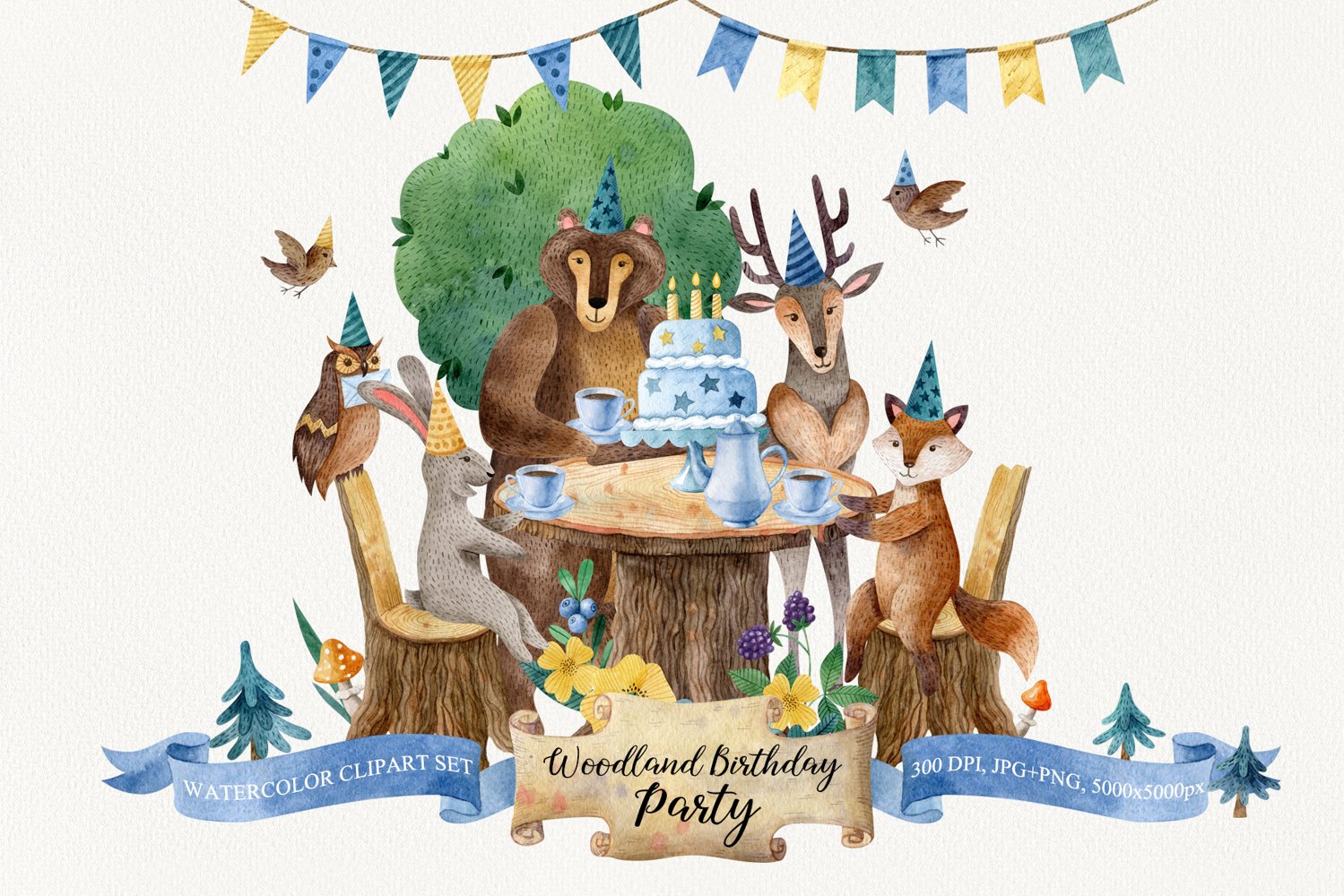 Woodland Birthday Party (415964) | Illustrations | Design Bundles