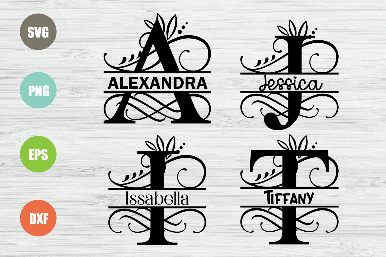 Split Letters A-Z Svg, Split Alphabet Svg Monogram Svg (1259194) | Cut ...