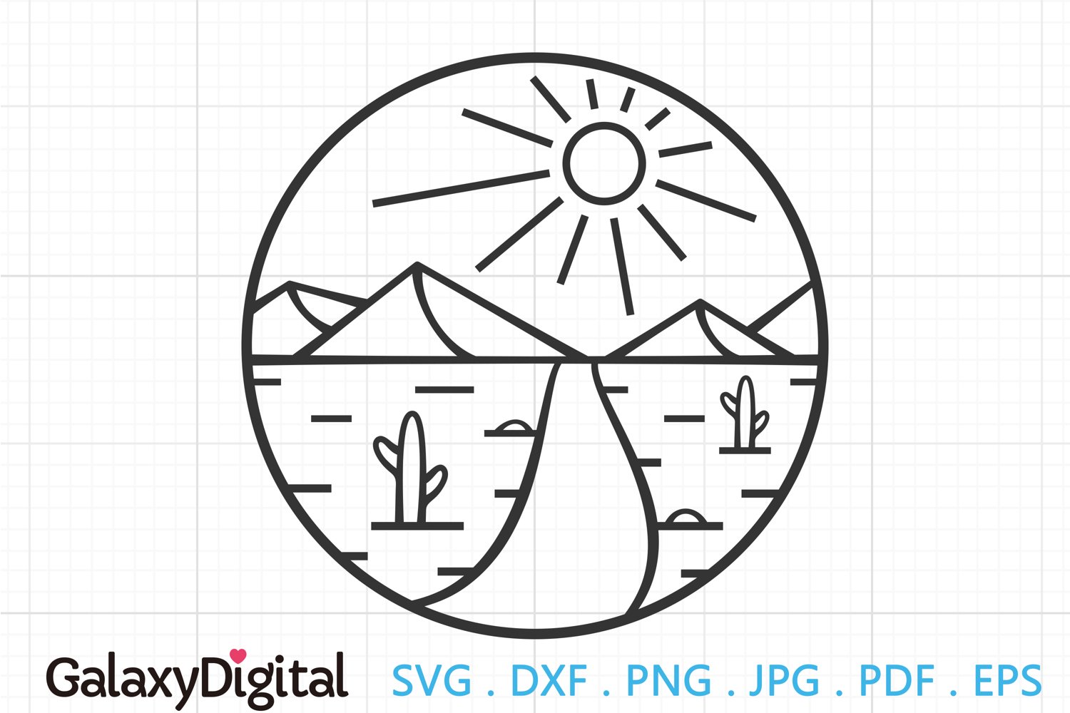 Desert SVG, Desert Scene SVG, Sun and Desert (1160803) | Cut Files ...