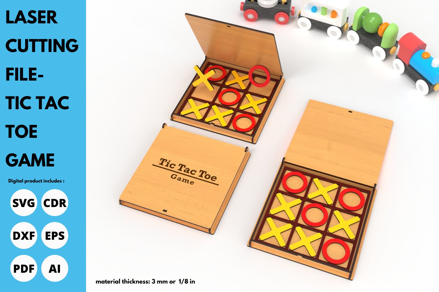 Tic Tac Toc Game Toy - SVG - laser cutting file