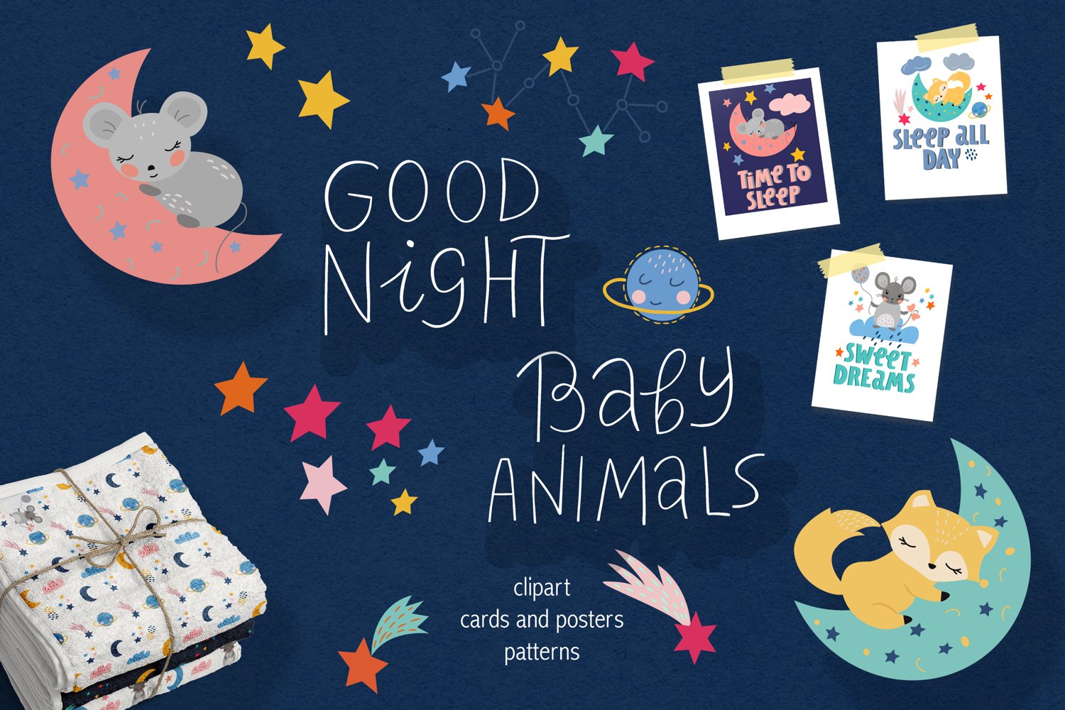 Good night. Baby animals (1240993) | Elements | Design Bundles