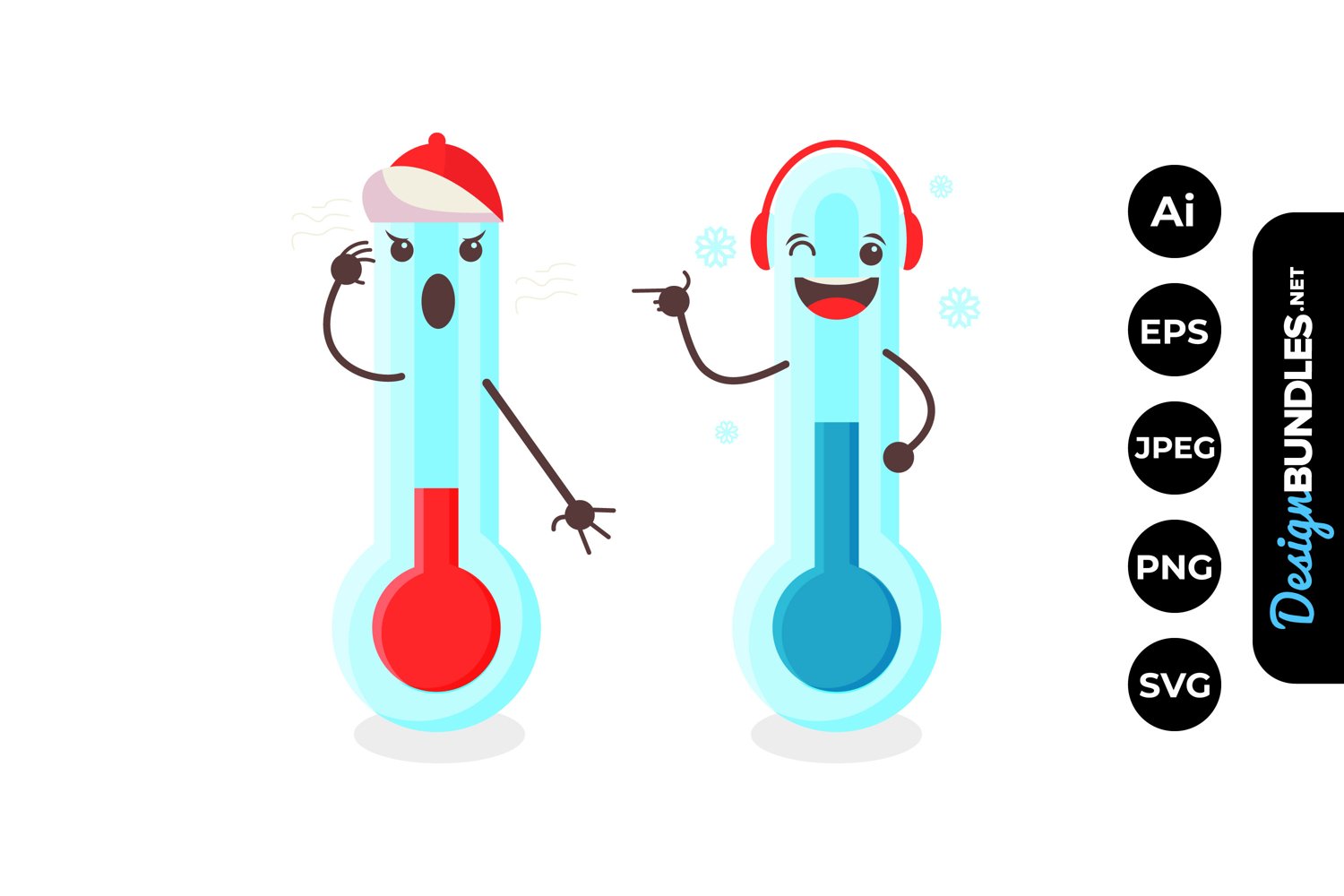 Thermometer with a Cute Face Cartoon