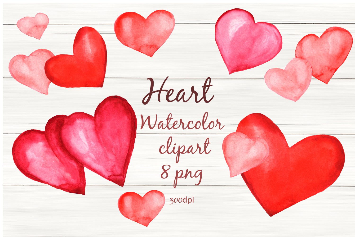 Love Hearts. Watercolor clipart Pink, Red Heart (1201934 ...