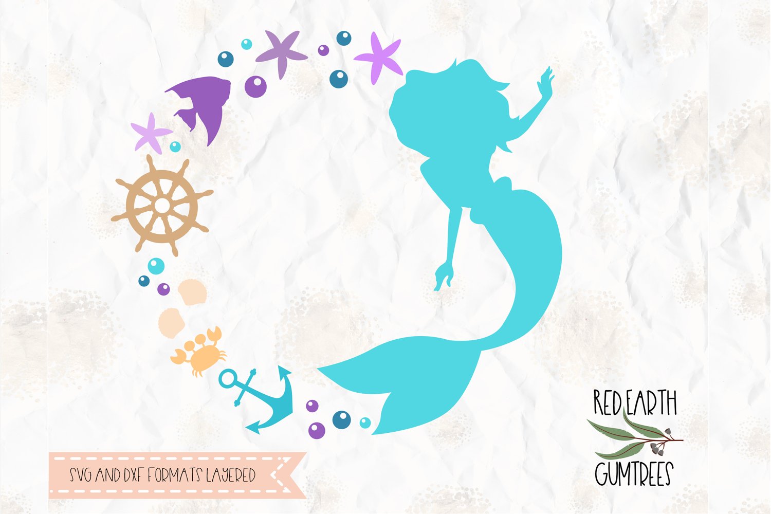 Mermaid monogram frame, Mermaid in SVG,DXF, PNG,EPS formats (132075 ...