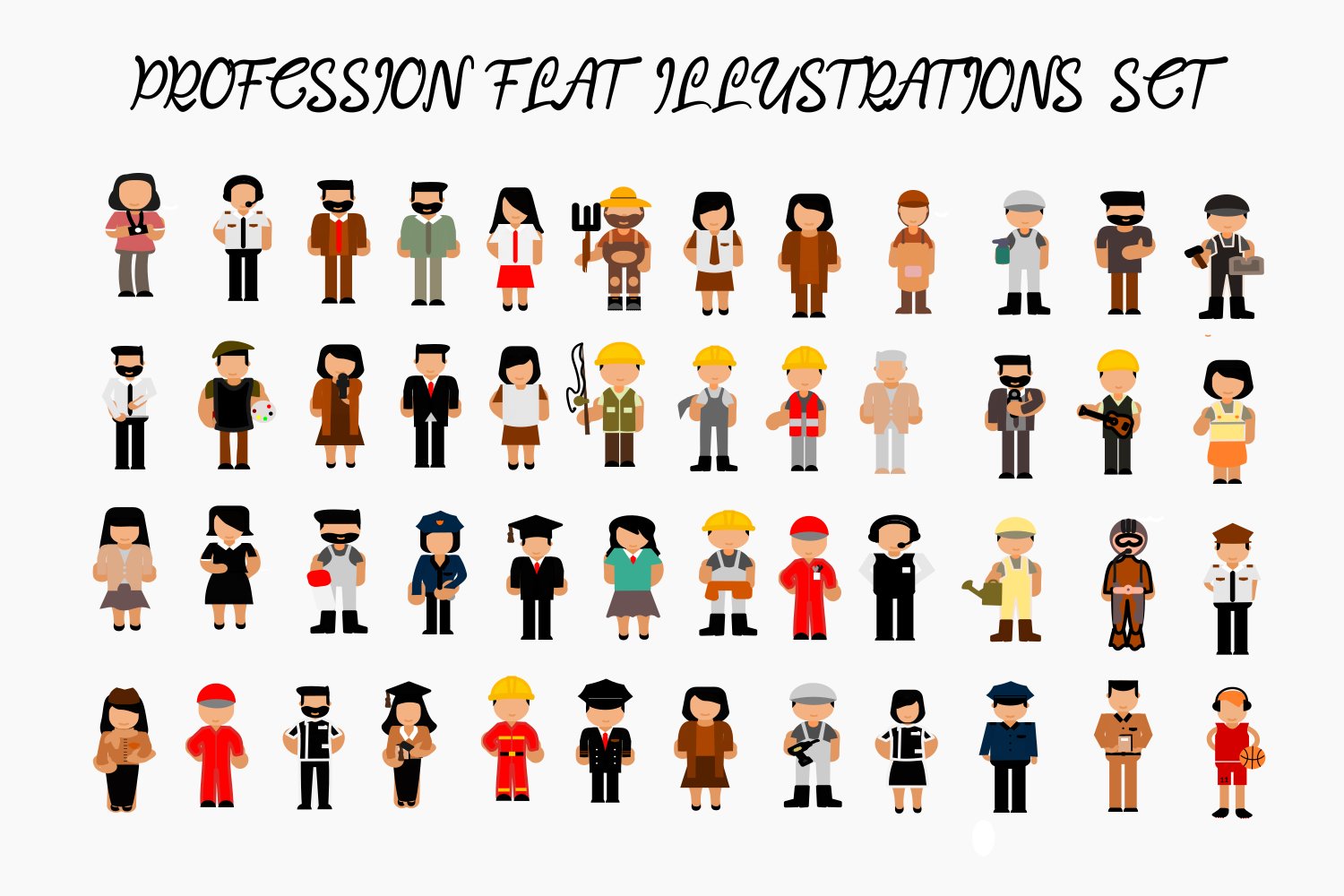 Professions Flat Illustration Set (849237) | Illustrations | Design Bundles