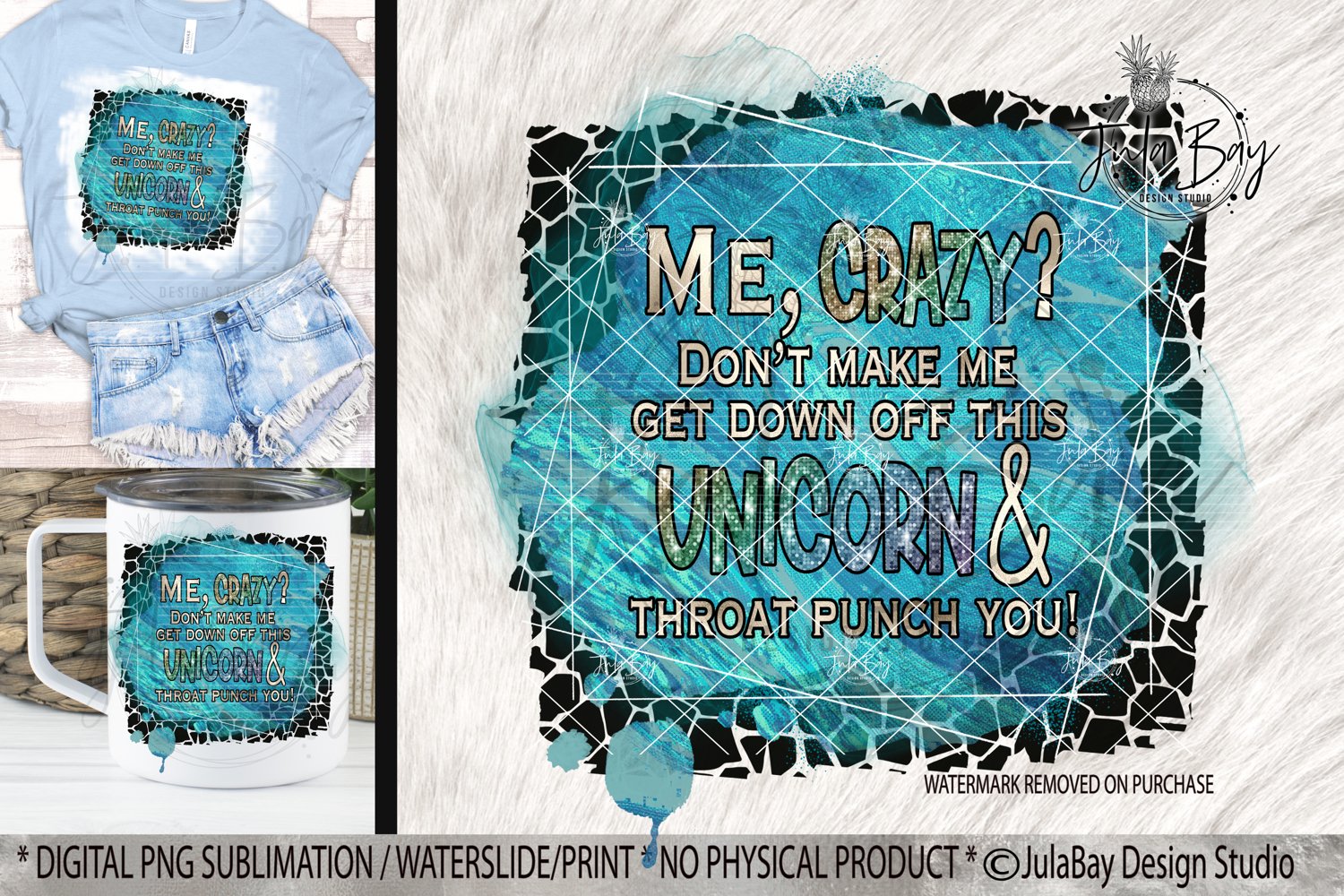 Funny Sublimation Designs PNG Me Crazy Unicorn Throat Punch (1276035 ...