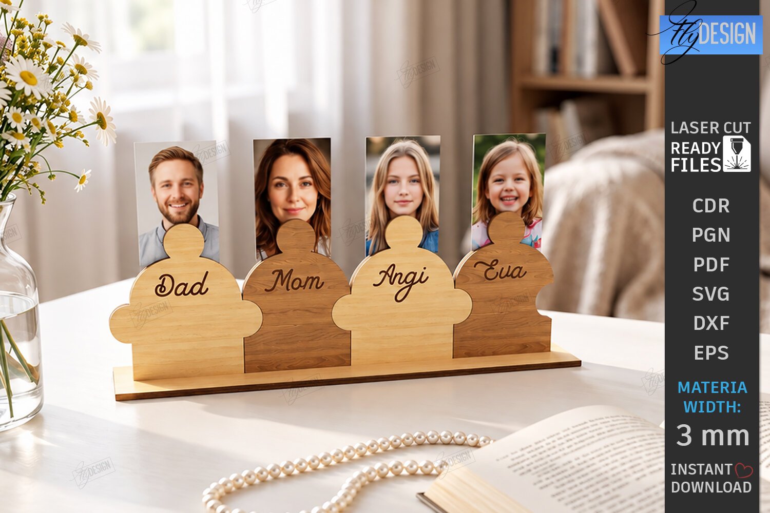 Family Puzzle Photo Frame Laser Cut | Modern Picture Frame - Design Bundles