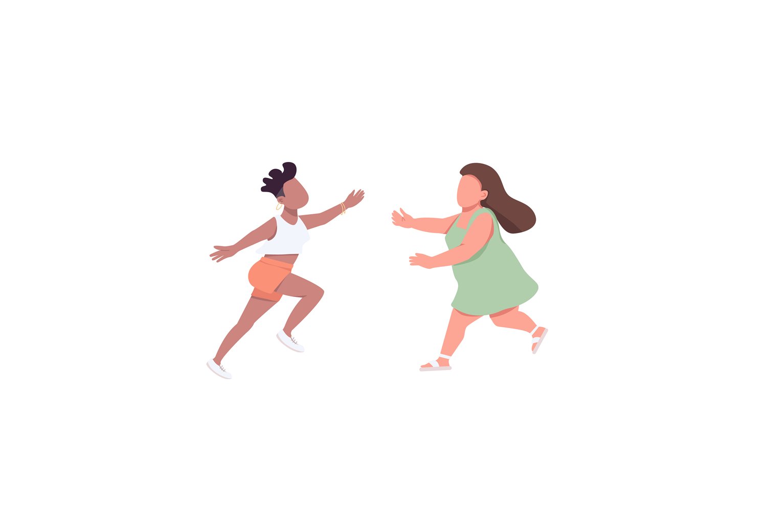 Woman run to hug flat color vector faceless characters (1186130 ...