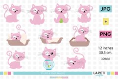 Cat clipart, cat clip art printable, cute pink cat clip art (254571 ...