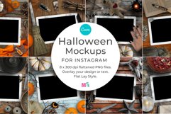 8 Spooky Halloween Device Mockups, Flat Lay PNG Files