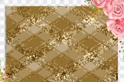 16 Antique Gold Glitter Plaid Tartan Digital Papers