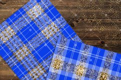 16 Luxury Gold Royal Blue Glitter Plaid Tartan Digital Paper