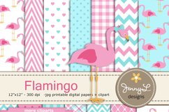 Flamingo Digital Papers and clipart SET