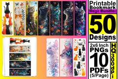 50x Cat Sublimation Bookmark Bundle PNG, Kitty, Cat Lover