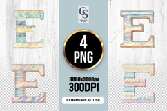 Fantasy Letter E Watercolor Alphabet Clipart Sublimation PNG