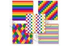 RAINBOW SUMMER Digital paper Watercolor summer clipart