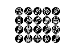 Security access keys and lock icons set