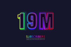 19M subscribers celebration template Neon Sign Text Effect