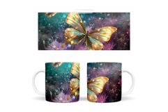 3D Butterfly Mug Wrap Design. Butterfly Mug Wrap Sublimation