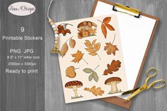 Fall Printable Stickers. Yellow Leaves, mushroom stickers