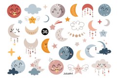 Boho moon and stars clipart, Celestial SVG, Bohemian PNG (1848245 ...