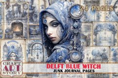Delft Blue Witch Junk Journal Pages,scrapbook printables