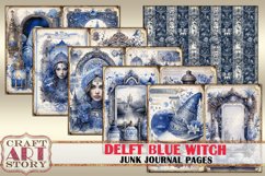 Delft Blue Witch Junk Journal Pages,scrapbook printables