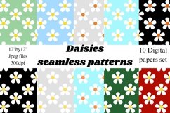 Daisy flowers seamless patterns set | Floral digital papers