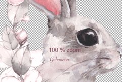 Spring love. Watercolor rabbits, png