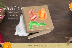 Crafters PNG stickers printable Winter clothes Watercolor.