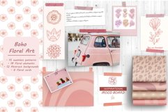 Boho Floral Art - Flowers and Leaves Clipart, Digital Paper