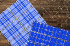 16 Luxury Gold Royal Blue Glitter Plaid Tartan Digital Paper