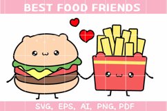 Best Food Friends SVG, Hamburger and French Fries 3cut