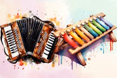 Musical Instrument Watercolor Clipart Bundle, Musical Instru