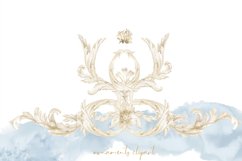 Watercolor vintage ornament clip art, fretwork clipart