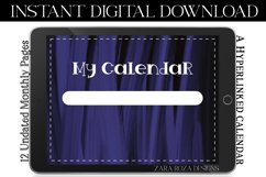 Blue Indigo Monthly Digital Calendar, Goodnotes Notability