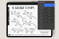 6 Gecko Procreate Brush Stamps. Lizard Outline Tattoo Set