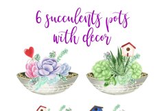 Watercolor Succulents Pots Clipart (249872) | Illustrations | Design ...