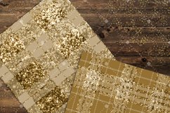 16 Antique Gold Glitter Plaid Tartan Digital Papers