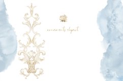Watercolor vintage ornament clip art, fretwork clipart