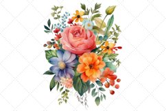 Boho Watercolor Flowers Clipart Bundle, Transparent, png