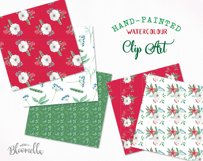 Floral Christmas Watercolor Patterns Seamless Xmas Digital