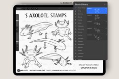 5 Axolotl Procreate Brush Stamps. Salamander Reptile Tattoo