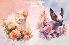 Floral Cat Watercolor Sublimation Clipart