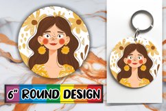 Beautiful Female Portrait Round Design PNG
