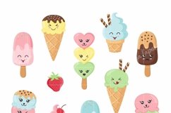 Kawaii Ice Cream Clipart Set - PNG Files - 12 Graphics (360655 ...