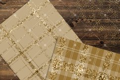 16 Antique Gold Glitter Plaid Tartan Digital Papers
