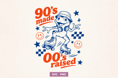 90s Made 00s Raised SVG, Retro Frog Roller Skating PNG
