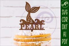 Personalized Mermaid tail cake topper SVG laser cut